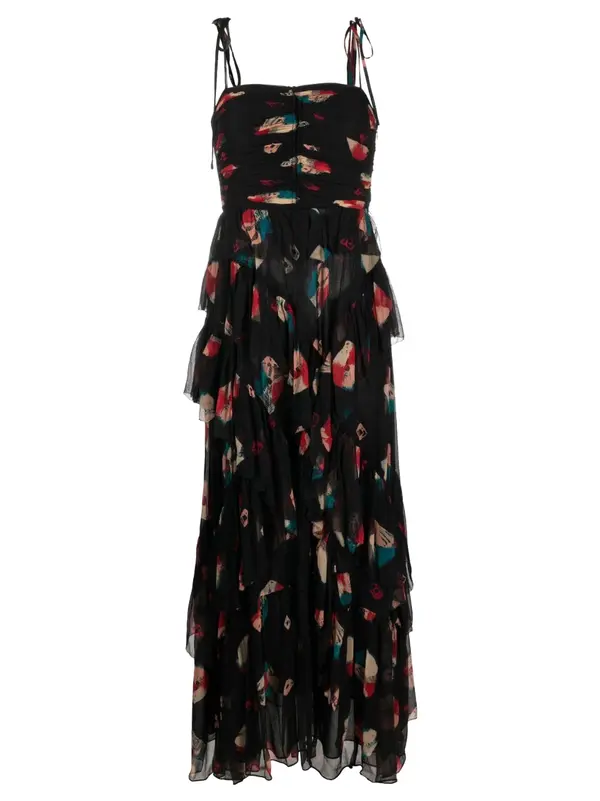 Ulla Johnson Aveline Printed Silk Dress - Black