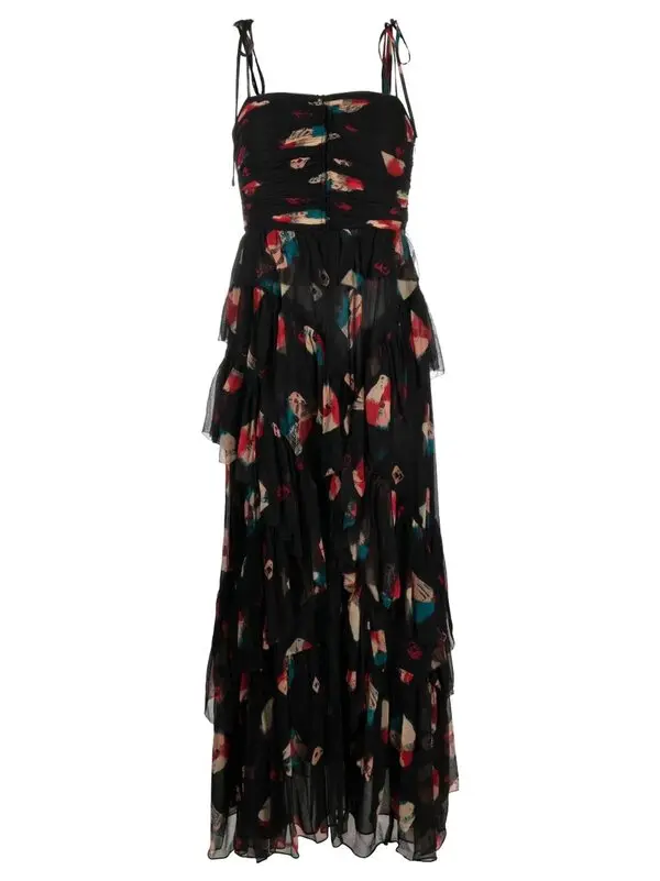 Ulla Johnson Aveline Printed Silk Dress - Black