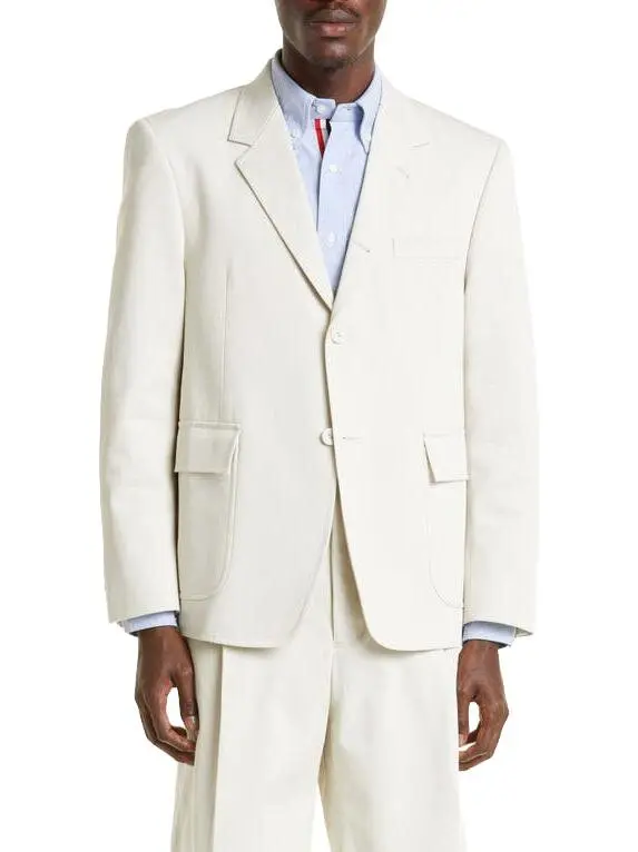 Thom Browne Unconstructed Straight Fit Sport Coat - Natural White
