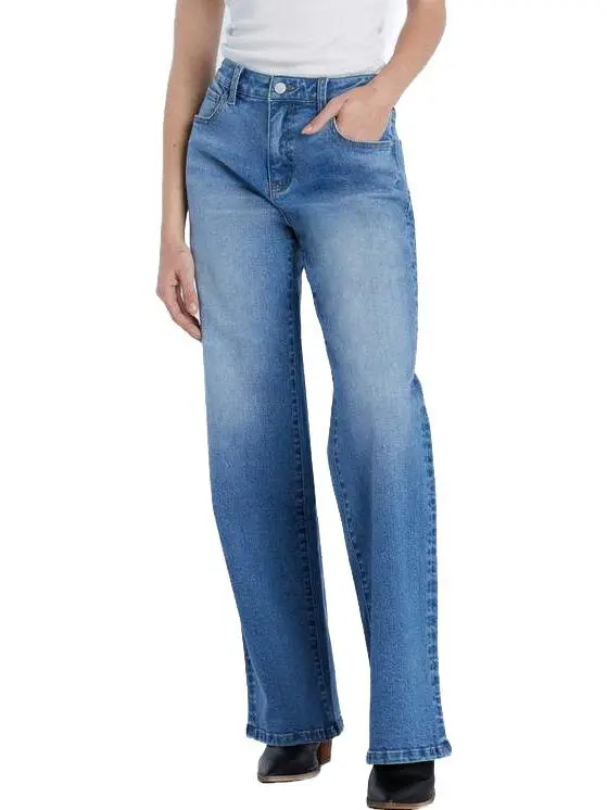 WASH LAB DENIM Relaxed Straight Leg Jeans - Relax Blue
