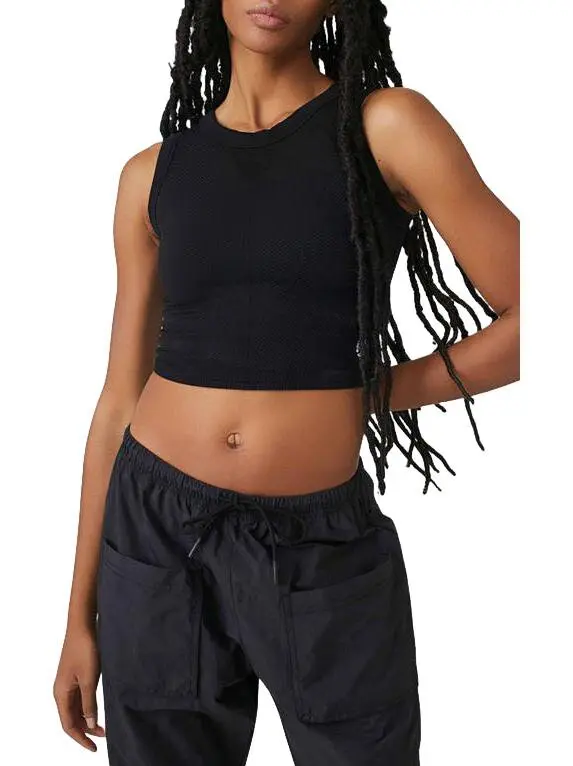 Free People Free Throw Crop Muscle Tank Top - Black