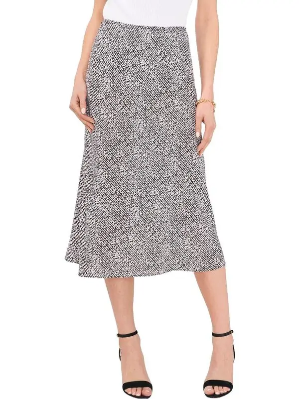 Chaus Print Bias Cut Midi Skirt - Black/white