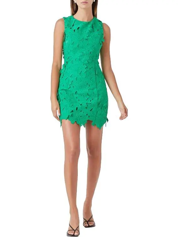 Endless Rose Floral Embroidered Sheath Dress - Kelly Green