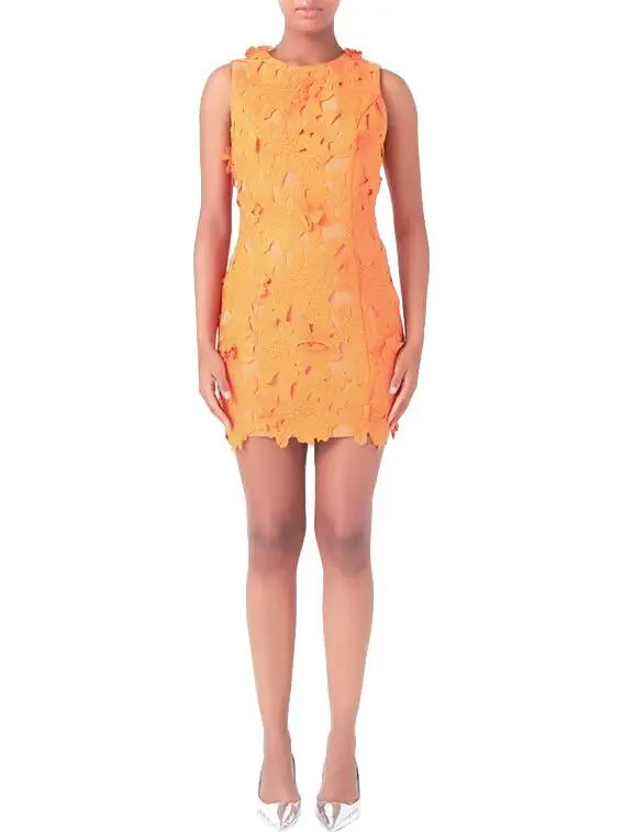 Endless Rose Floral Embroidered Sheath Dress - Orange