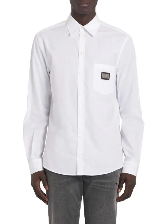 Dolce & Gabbana Essential Martini Fit Cotton Button-up Shirt - White