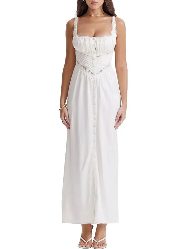 House Of Cb Illiana Silk Blend Maxi Dress - Ivory