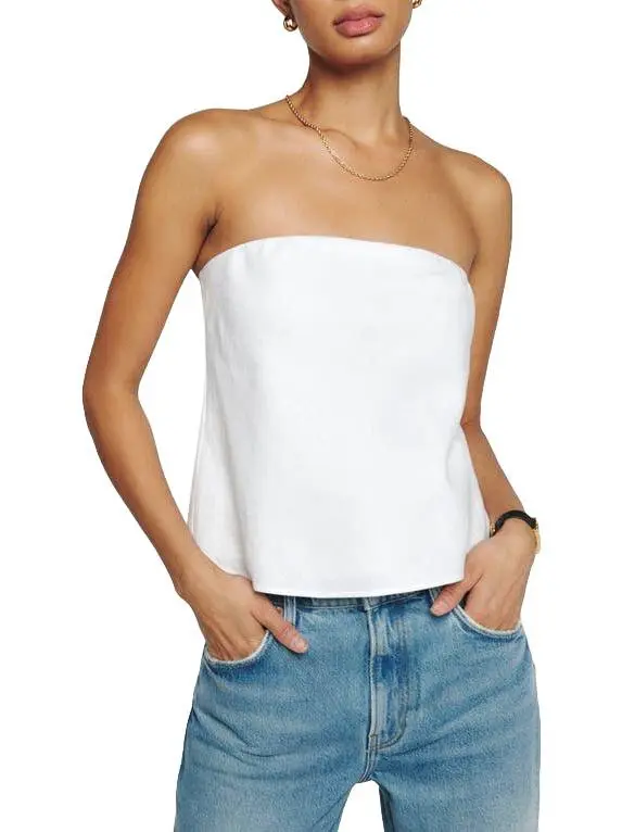 REFORMATION Spritz Linen Tube Top - White