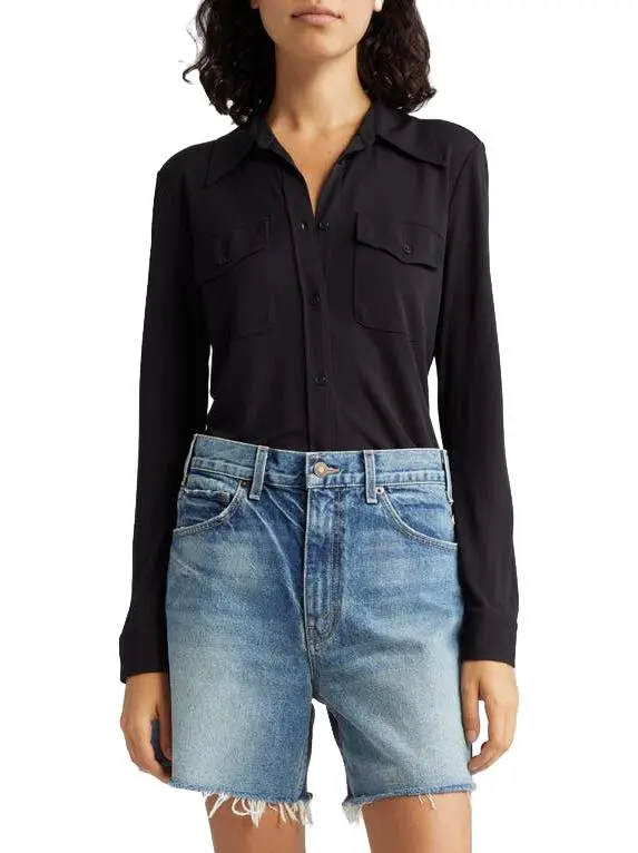 NILI LOTAN Aveline Pocket Button-up Shirt - Black