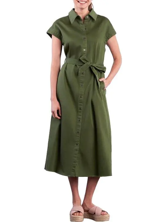 WASH LAB DENIM Weekend Belted Shirtdress - Brushed Army