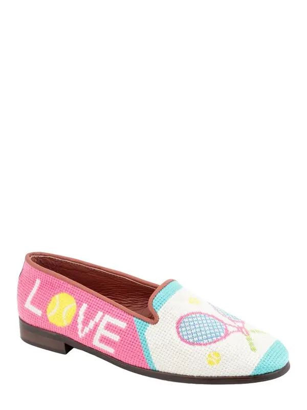 BYPAIGE Needlepoint Tennis Flat - Pink Multi