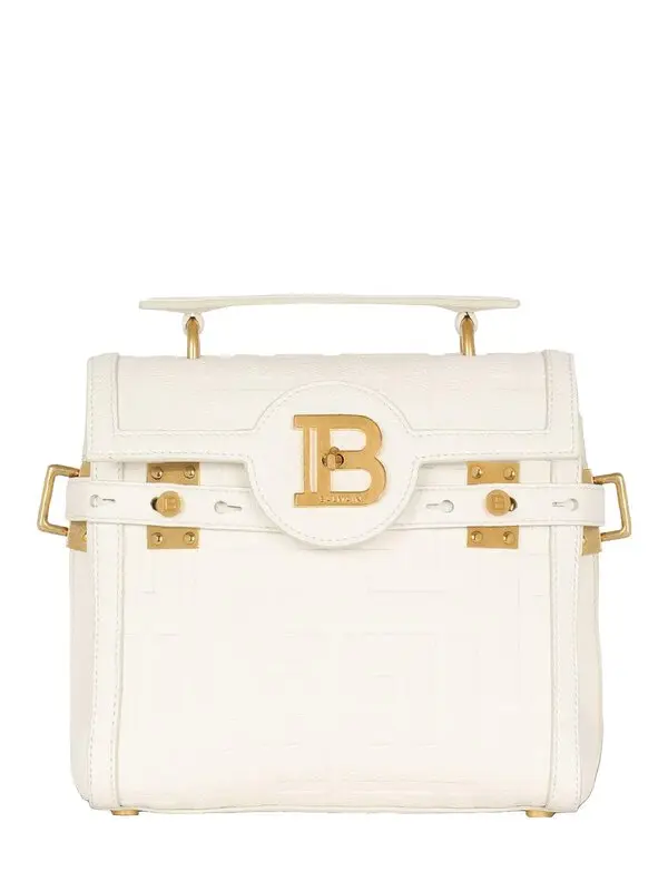 Balmain B-buzz 23 Monogram Top Handle Bag - Cream
