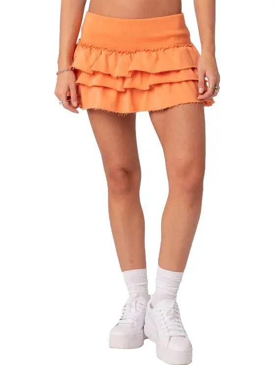 EDIKTED Martina Tiered Ruffle Mini Skirt - Orange