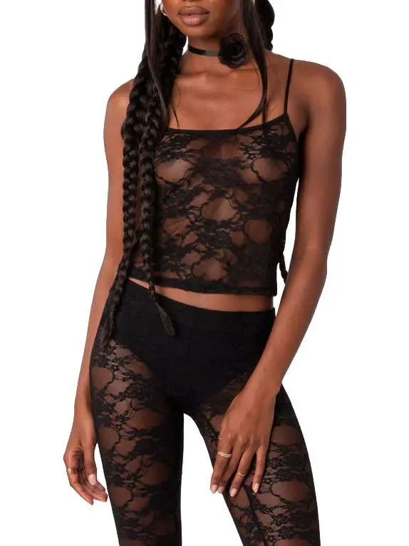 EDIKTED Gianna Sheer Lace Camisole - Black