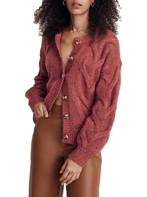 Madewell Cable Knit Cardigan - Heather Tulip