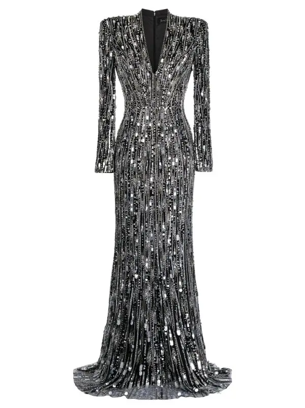 Jenny Packham Vivien Crystal-embellished Gown - Black