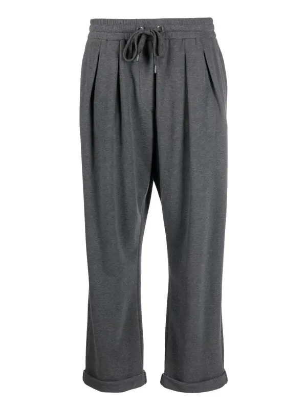 Brunello Cucinelli Pleated Cropped Track Pants - Grey