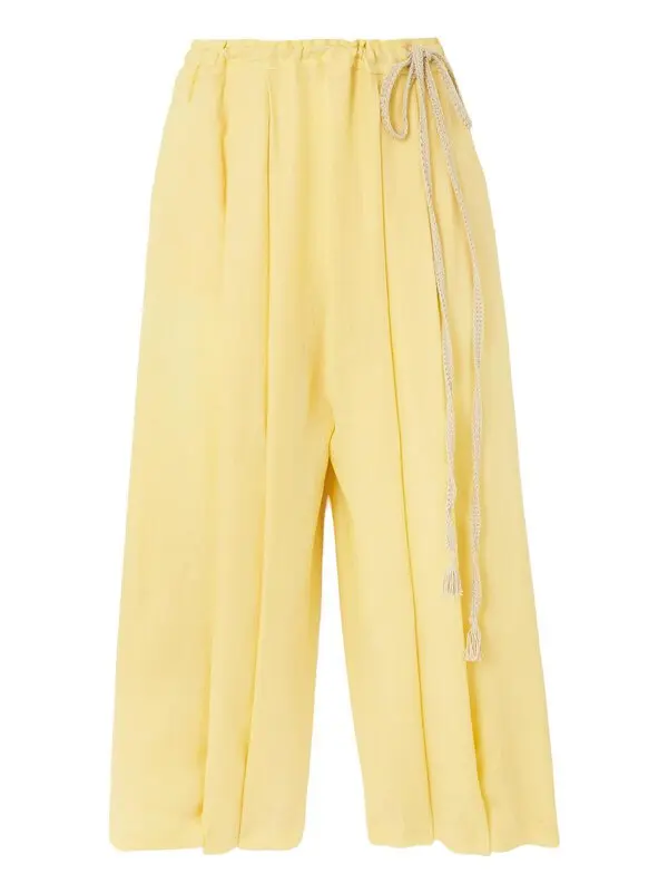 Loro Piana Belted Wide-leg Linen Pants - Yellow