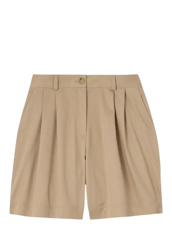 TOTEME Pleated Organic Cotton-twill Shorts - Neutrals