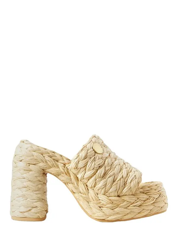 Stella McCartney Net Sustain Skyla Raffia Platform Mules - Neutrals