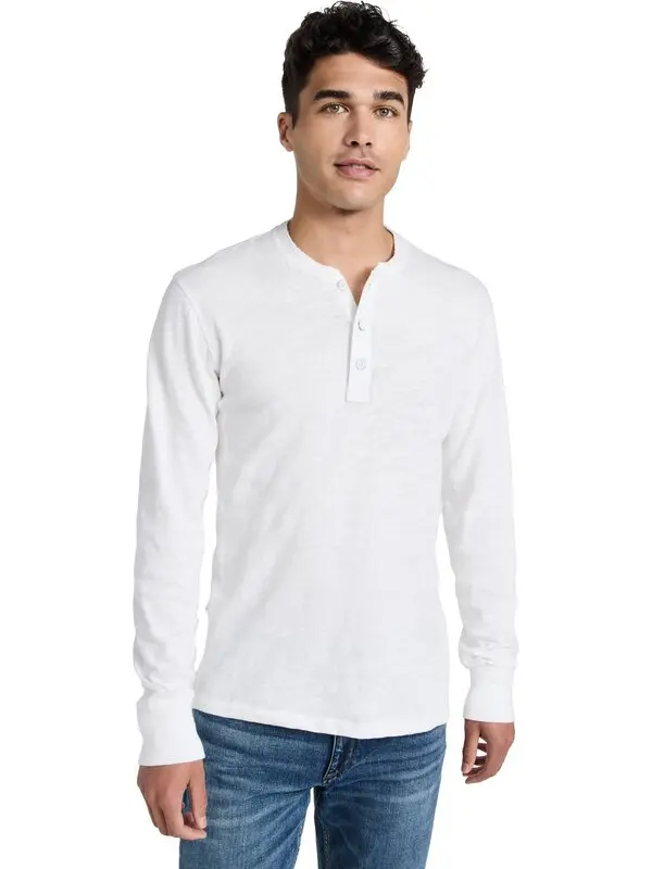 Rag & Bone Long Sleeve Classic Henley - White