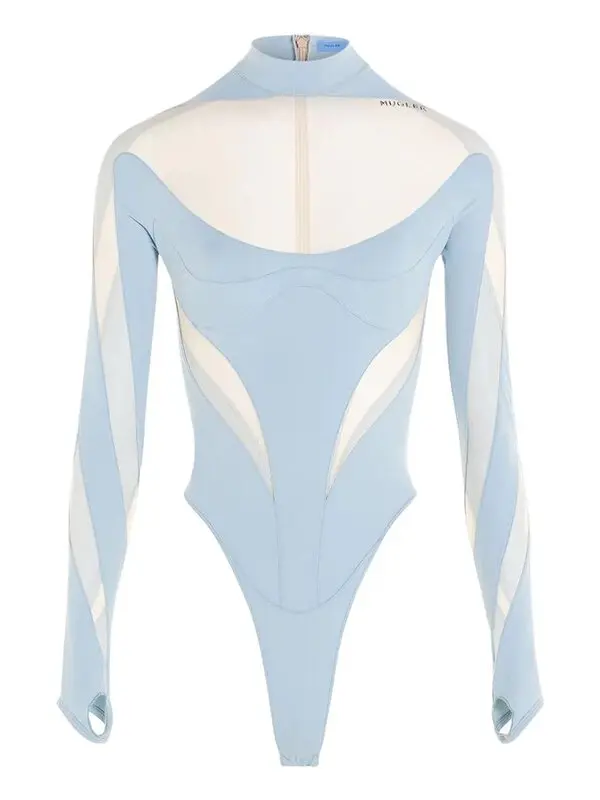 MUGLER Illusion Bodysuit - Light Blue Nude 01