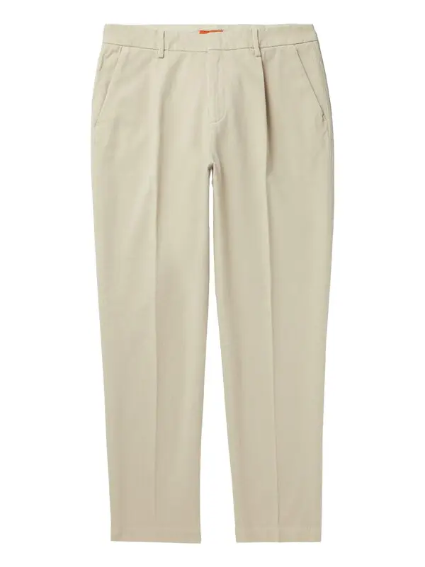 Barena Venezia Gazara Tapered Pleated Cotton-blend Trousers - Neutrals