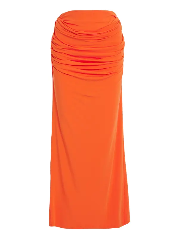 Paris Georgia Draped Ribbed Maxi Skirt - Bright Orange