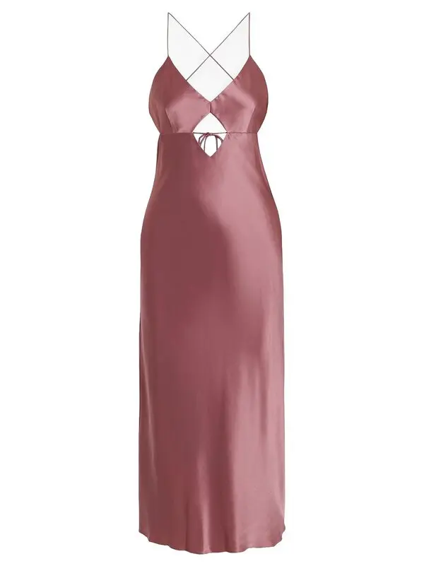Michelle Mason Silk-satin Midi Dress - Antique Rose