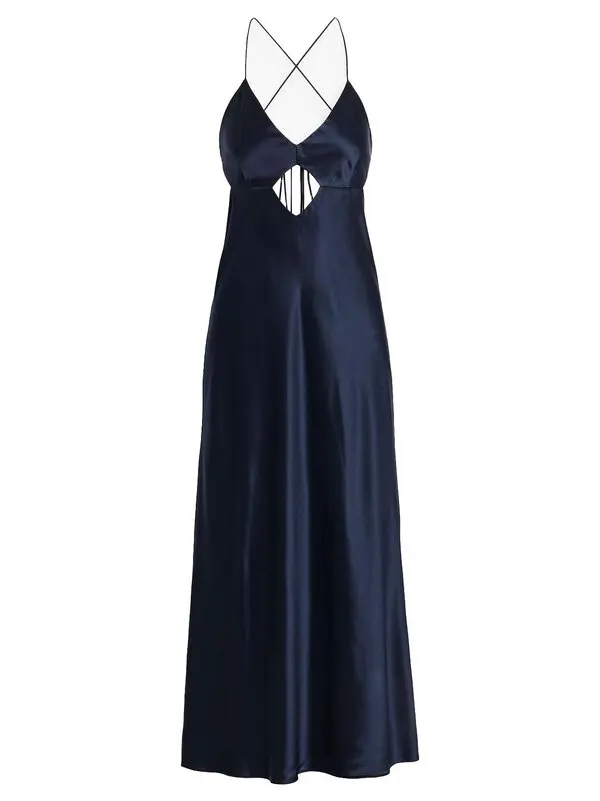 Michelle Mason Silk-satin Midi Dress - Navy