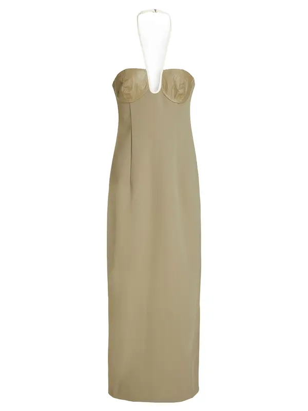 Paris Georgia Nassia Crepe Halterneck Midi Dress - Sage Green