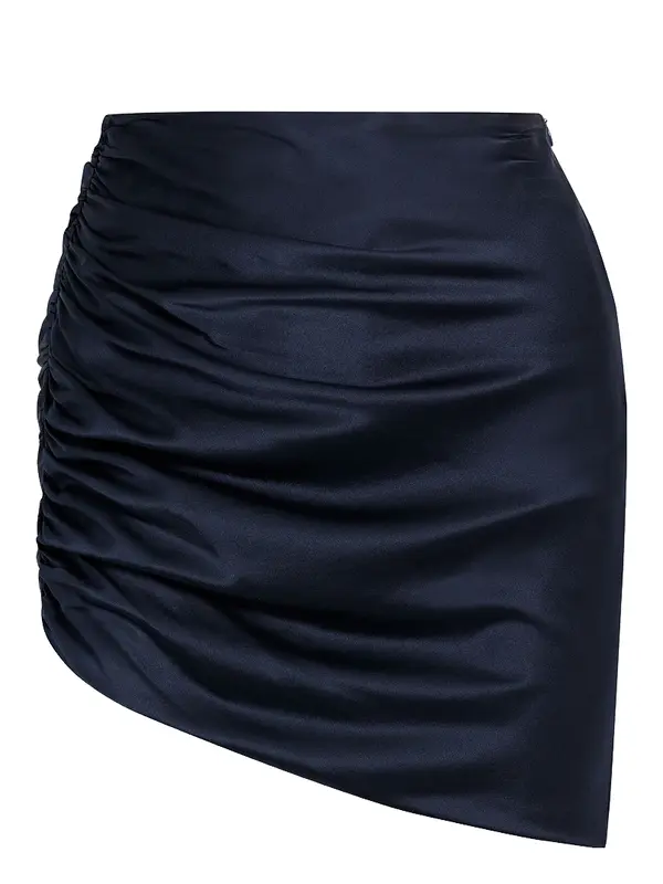 Michelle Mason Asymmetric Ruched Mini Skirt - Midnight Blue