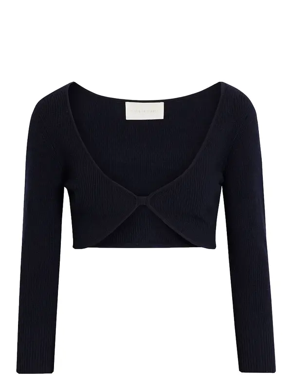 Michelle Mason Cropped Ribbed-knit Top - Midnight Blue