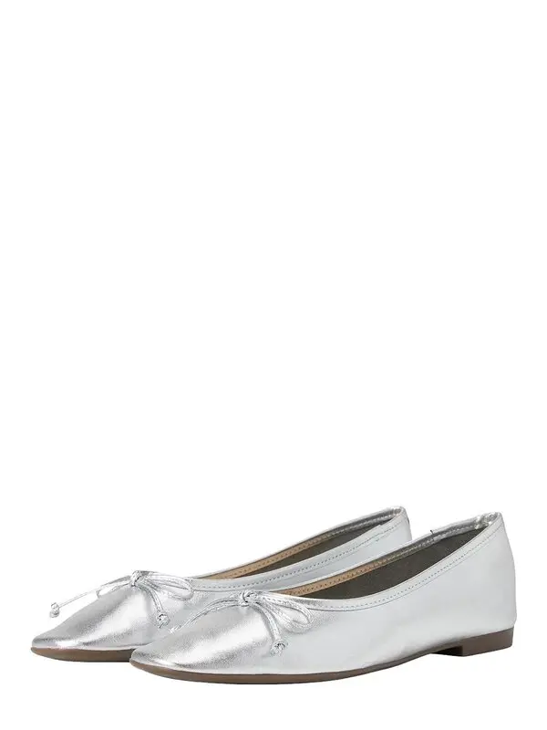 Schutz Arissa Croc Embossed Ballet Flats - Silver