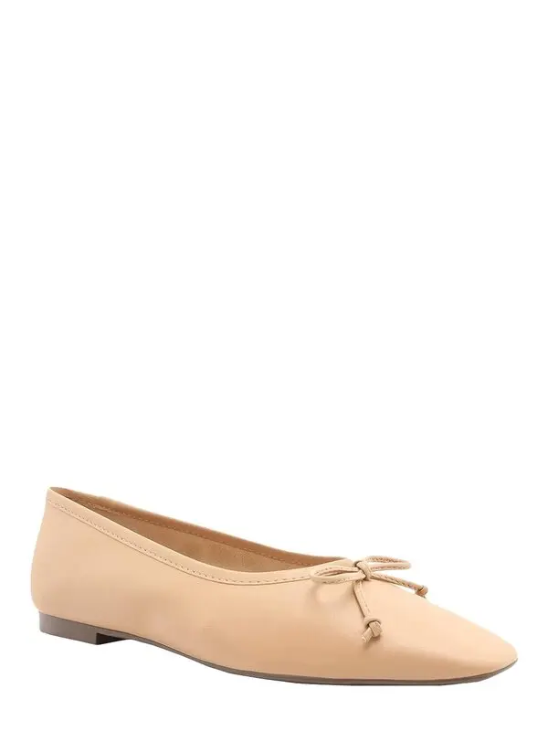 Schutz Arissa Croc Embossed Ballet Flats - Tan