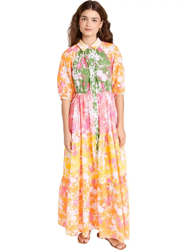 Playa Lucila Floral Printed Maxi Dress - Orange/pink Multi