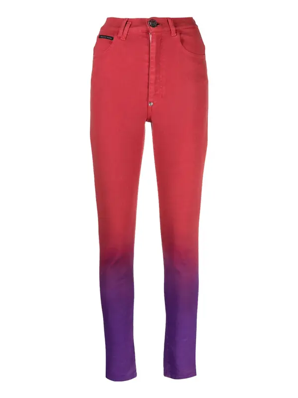 Philipp Plein High-waisted Ombré Jeggings - Red