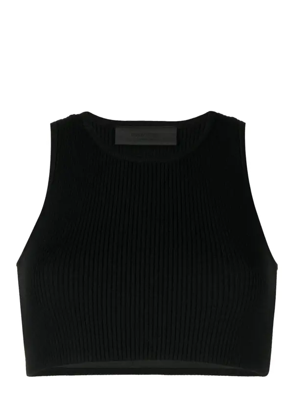 Fear Of God Logo-patch Ribbed Crop Top - Black