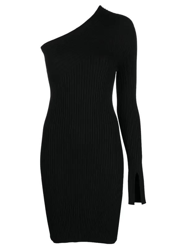 AERON Rib-knit Off-shoulder Minidress - Black