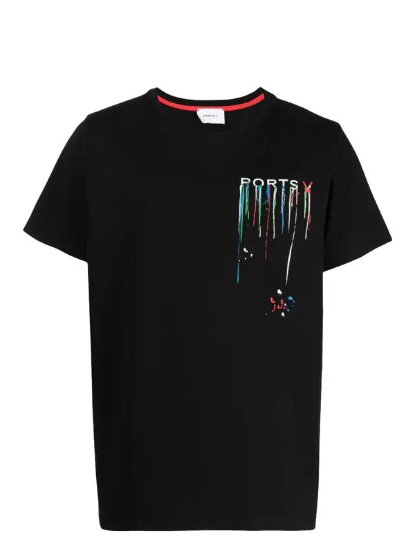 PORTS V Paint-splatter Print T-shirt - Black
