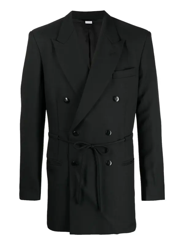 Random Identities Long-sleeved Drawstring Blazer - Black