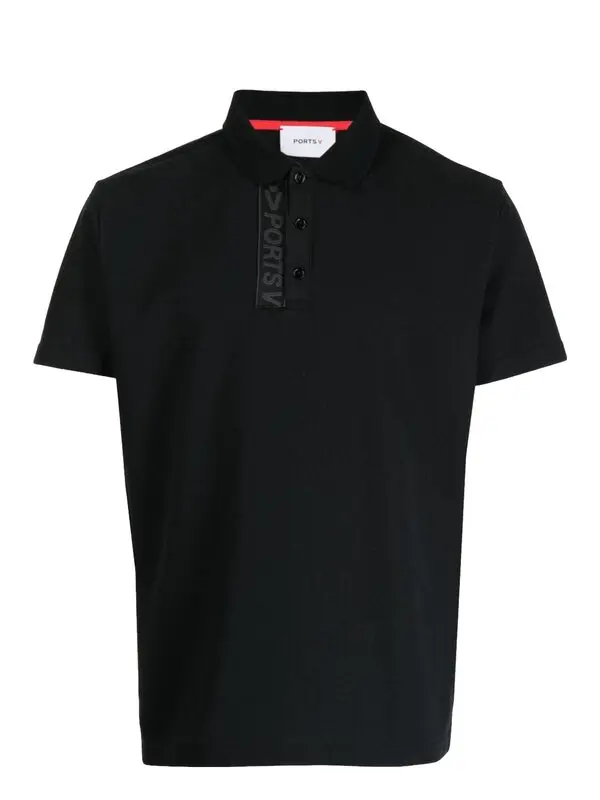 PORTS V Logo-tape Polo Shirt - Black