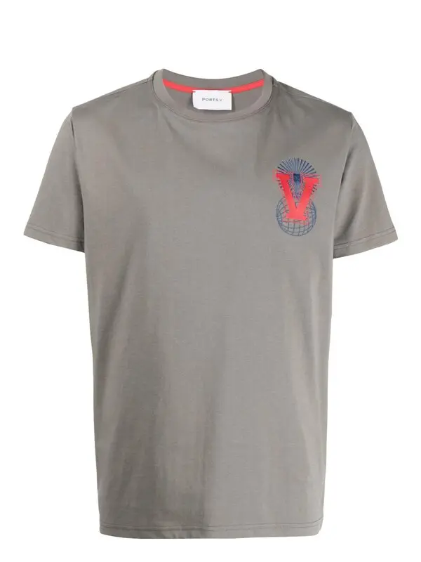 PORTS V Logo-embroidered T-shirt - Grey
