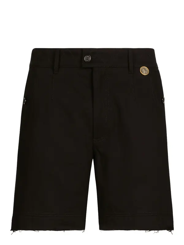 Dolce & Gabbana Frayed-hem Twill Bermuda Shorts - Black
