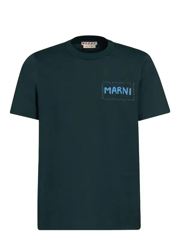 Marni Logo-patch Cotton T-shirt - Blue