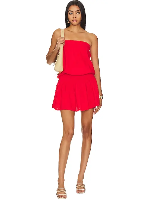 BOBI Strapless Smocked Dress - Rebel