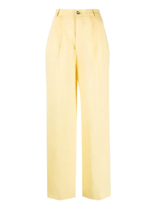 FORTE DEI MARMI COUTURE High-waisted Linen Trousers - Yellow