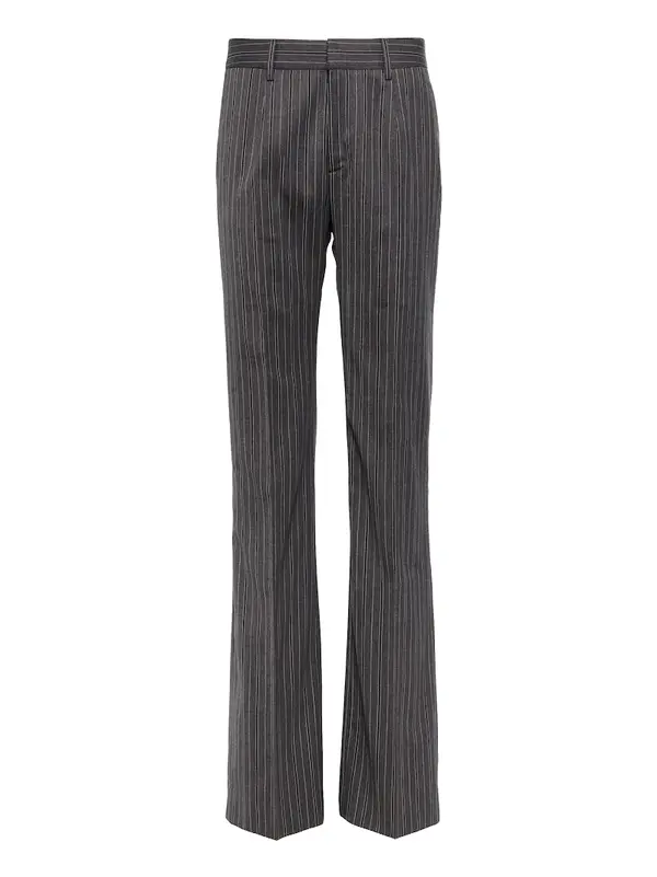 Alessandra Rich Pinstriped Straight Pants - Grey