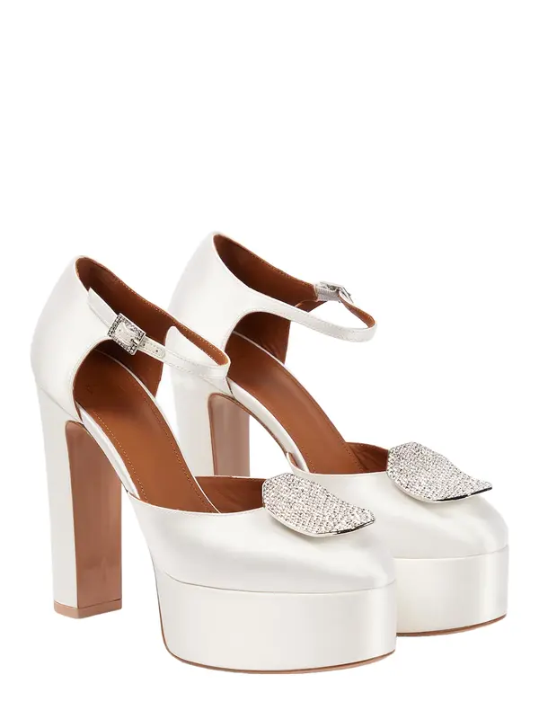 MALONE SOULIERS Terra Embellished Platform Pumps - White