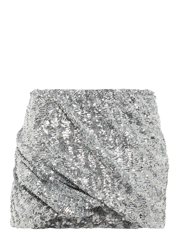 Attico Sequined Mini Skirt - Silver