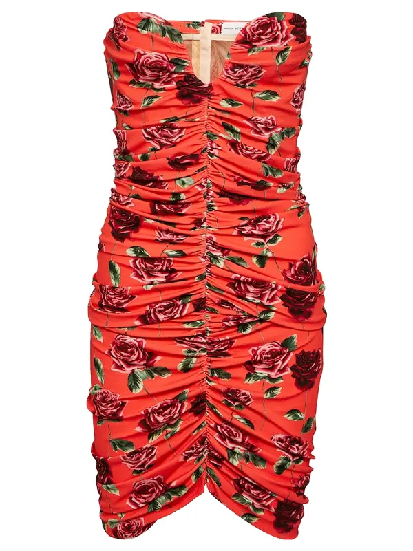Magda Butrym Floral Ruched Mini Dress - Red
